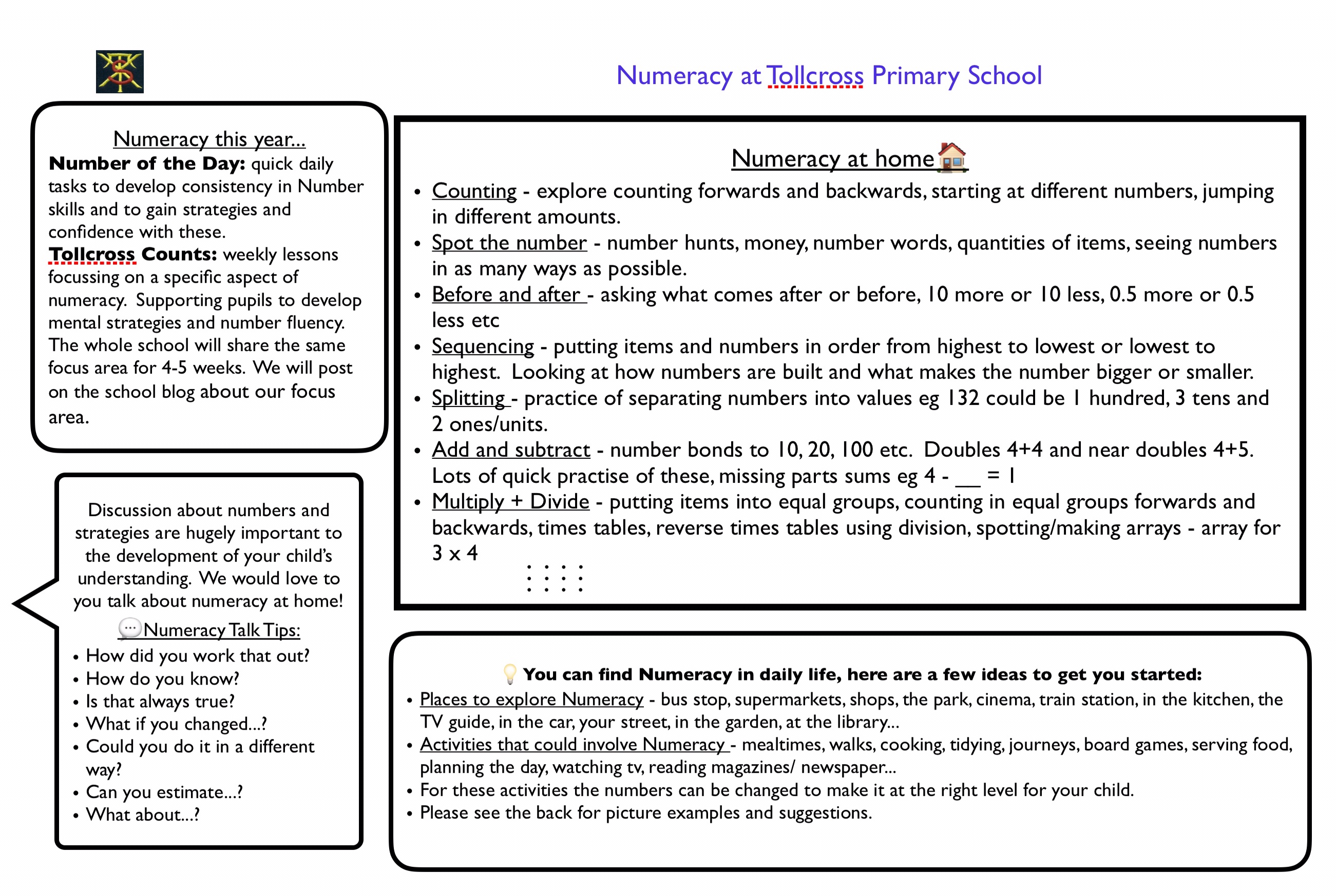 Maths and Numeracy at Home | Tollcross Primary School